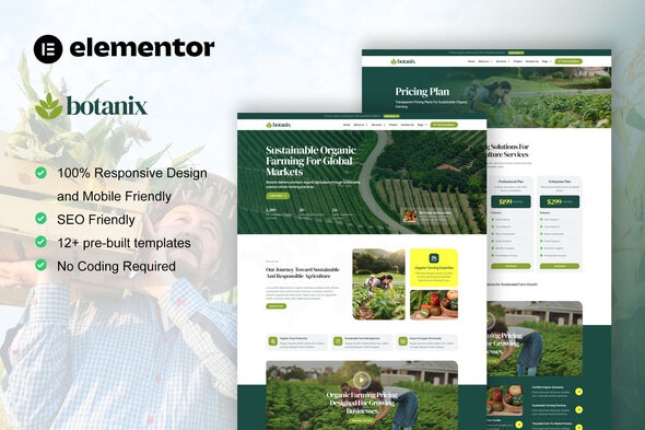 Botanix - Agriculture & Organic Farming Elementor Pro Template Ki